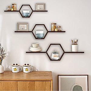 Jiofaviu 6 PCS Floating Shelves Set for Wall Décor, Wall Mounted Cube, Farmhouse Style Floating Shelf for Living Room, Bedroom, Home Decor Furniture