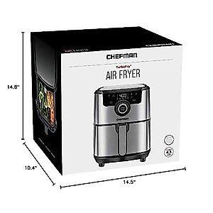 CHEFMAN Air Fryer Healthy Cooking, 4.5 Qt,User Friendly and Dual Control Temperature, Nonstick Stainless Steel, Dishwasher Safe Basket, w/ 60 Minute Timer & Auto Shutoff