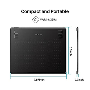 Drawing Tablet HUION HS64 Beginner Graphics Tablet OSU Tablet with Battery-Free Stylus 8192 Pressure Sensitive for Dgital Art, Painting & Design, Compatible with Windows, Mac, Android & Linux Black