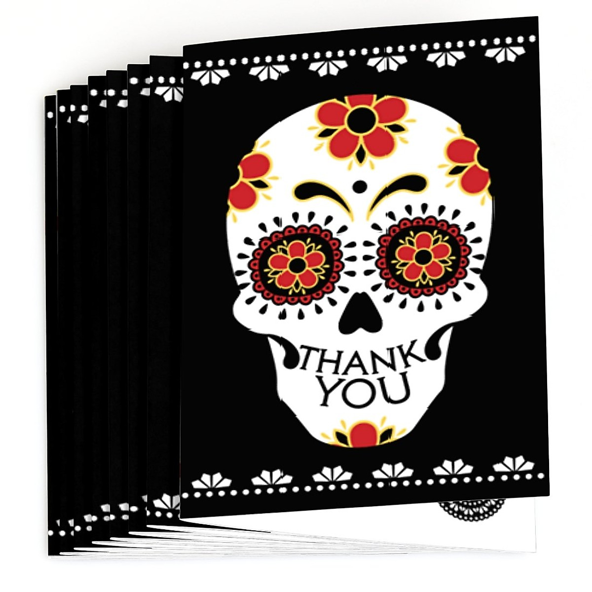 Big Dot of Happiness Day of the Dead - Halloween Sugar Skull Party Thank You Cards (8 Count)