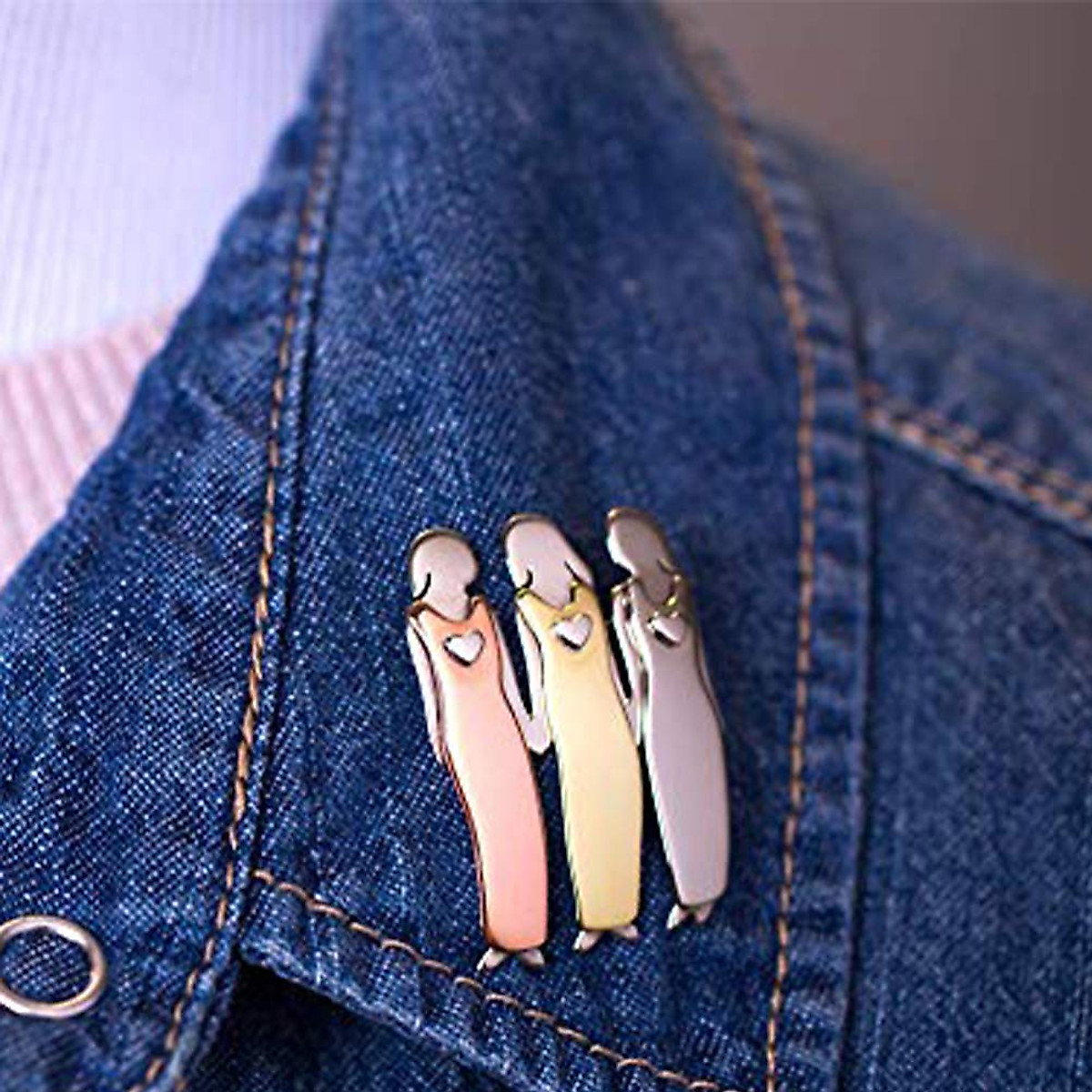 Alloy Sister Brooch Pin Set: 3 Sisters Clothing Pin Best Friends Sisterhood Brooch Alloy Sweater Breastpins BFF Brooch for Purse Sweater, 3.2X2.5X0.5cm, AX191275LU