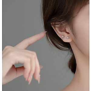 Reffeer Solid 925 Sterling Silver Daisy Stud Earrings Flower for Women Tiny Flower Stud Earrings Spring (A-Silver)