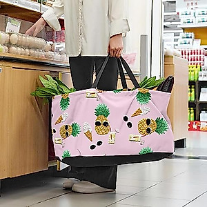 Cartoon Fruit Full Print Large Capacity Laundry Organizer Tote Bag - Reusable and Foldable Oxford Cloth Shopping Bags