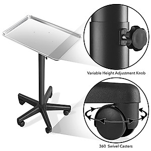 Saloniture Aluminum Salon Instrument Tray, Heavy-Duty Metal Rolling Base