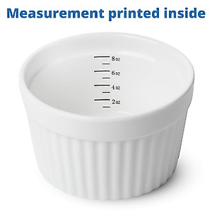 BTaT- Ramekins, 8 oz, Set of 8, Ramekins for Baking, Ramekin with Measurement Markings, Creme Brulee Dishes, Souffle Cups, Custard Cups, Ceramic Bakeware, Souffle Dish, Small Ceramic Bowl