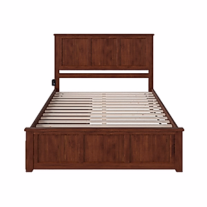 Atlantic Furniture AR8646114 Madison Platform Bed with Matching Foot Board and 2 Urban Bed Drawers, Queen, Walnut