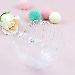 AUEAR, 15 Pack Clear Plastic Mini Sea Shells Candy Boxes Seashell Party Favor Containers Clam Treat Holders for Wedding Accessories Decorations Candy Supplies Gift