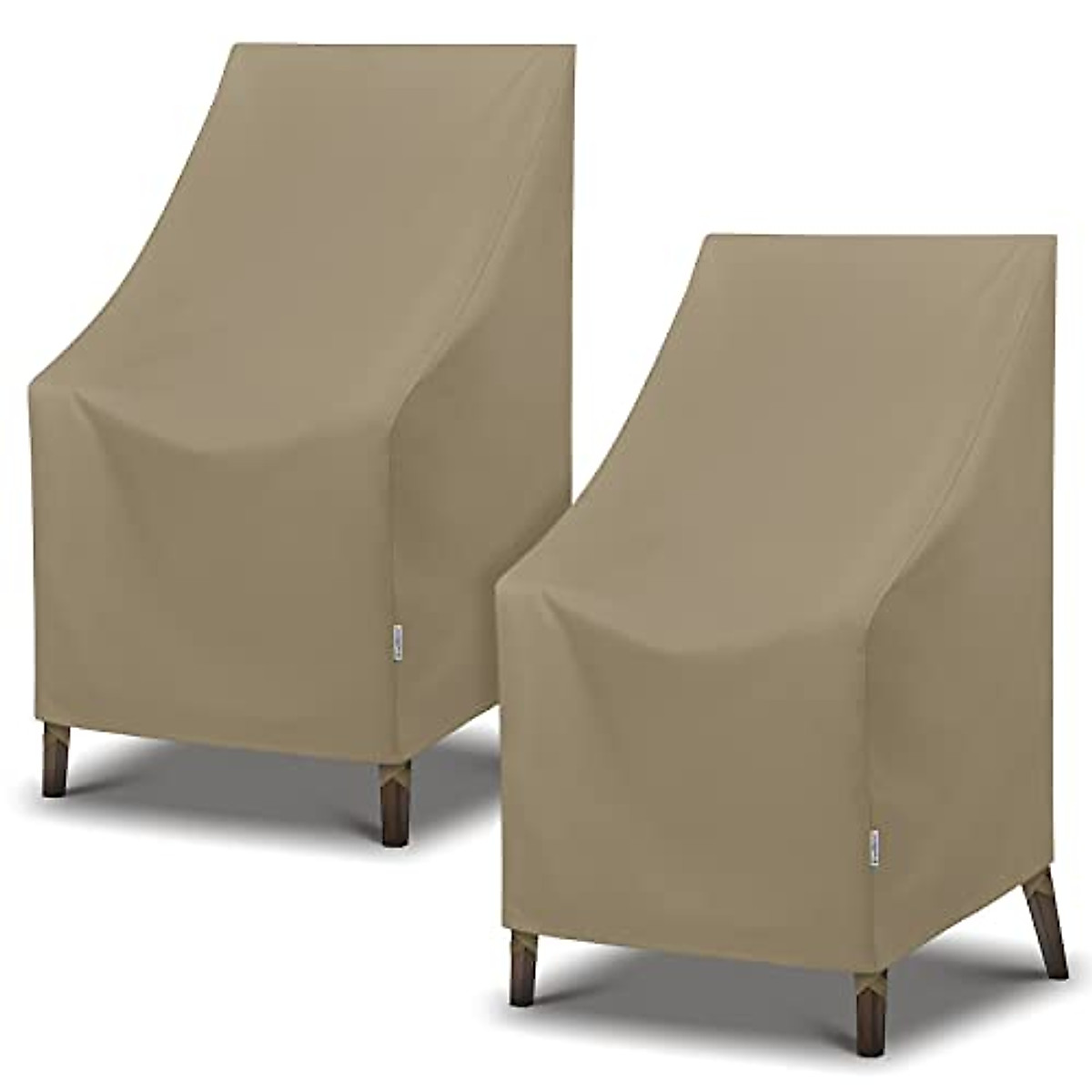 SunPatio Outdoor High Back Chair Covers, Heavy Duty Waterproof Stackable Patio Chair Covers, Fade and UV Resistant Patio Furniture Covers, All Weather Protection, 2 Pack -27" W x 30" D x 42" H, Taupe