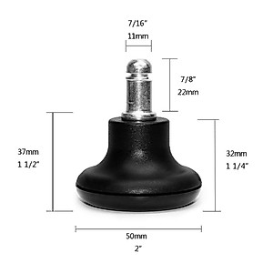 Bell Glides Replacement Office Chair or Stool Swivel Caster Wheels to Fixed Stationary Castors, Low Profile Bell Glides with Soft Rubber Bottom Instead of Self Felt Pads, Chair Feet Wheel Stopper