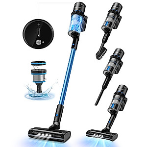 Aigostar Cordless Vacuum Cleaner, 25Kpa Powerful Vacuum Cleaner 6-in-1,LED Floor Lights, 2200mAh Battery Rechargeable Stick Vacuum,250W Lightweight Vacuum for Hard Floor Carpet Pet Hair,Blue