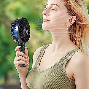 AMKEN Small Handheld Fan, Portable Mini Fan with Rechargeable Battery Personal Fan with 3 Speeds Hand Fan for Outdoor Camping Walking Shopping Office