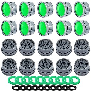 MOILINJAEY Faucet Aerator, 1.5 GPM Flow Restrictor Insert, Faucet Aerator Replacement Part for Bathroom or Kitchen Faucet Filter, Fits Male and Female Faucet Aerators with Washers (20 Pcs)