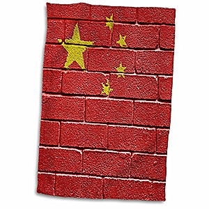 3dRose Chinese China flag on brick wall national country - Towels (twl-155112-1)