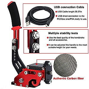 Obokidlyamor [Upgrade 4th GEN 3-IN-1 USB Handbrake Support T300RS/T300 Ferrari Compatible with PS5/PS4 + PC For Simracing Game Sim Rig with Clamp (For T300RS/T300/PS4/PS5 -Only Handbrake, Red)