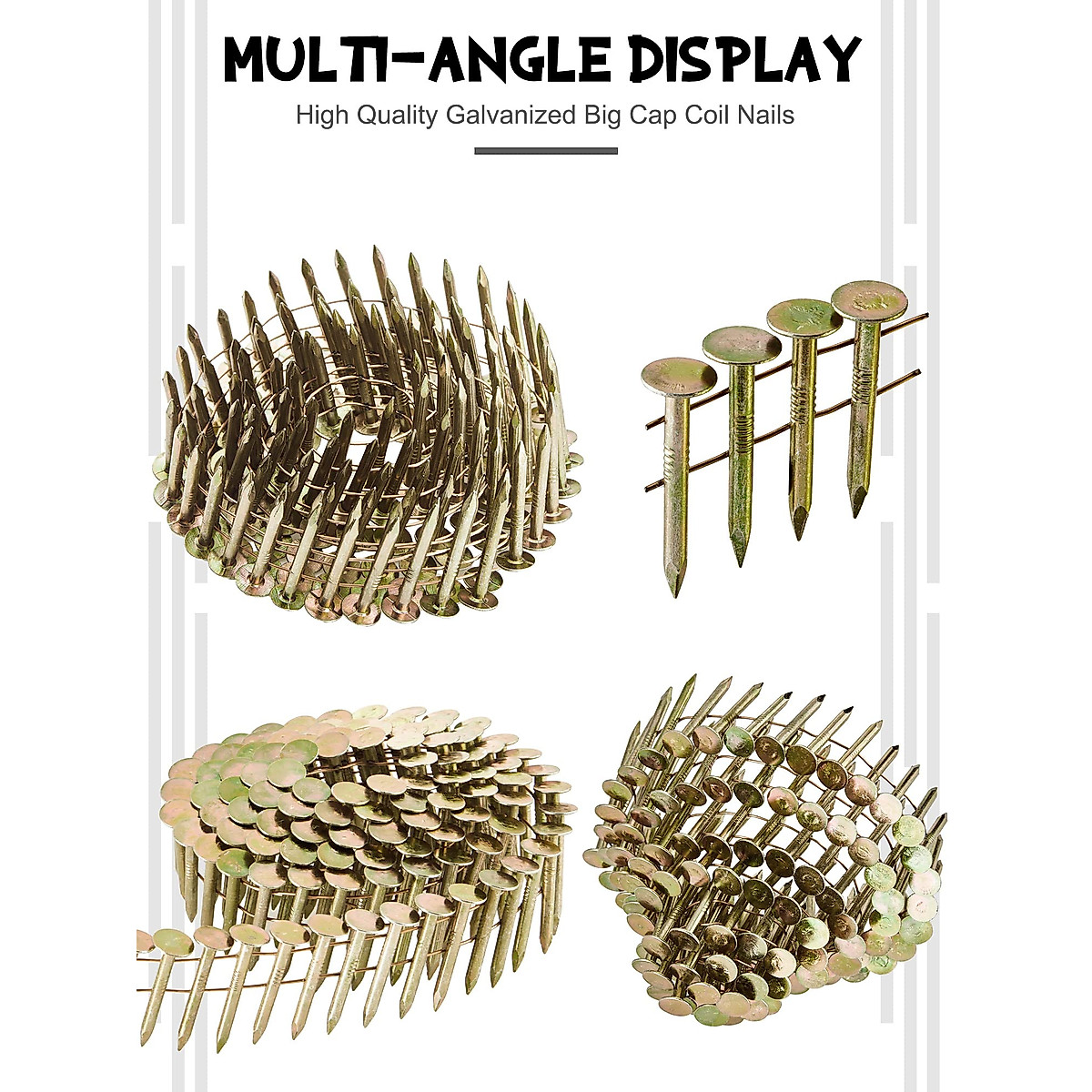 Sadnyy 600 Count Coil Roofing Nails 3/4-1-1/4 in 15 Degree Coil Roofing Nails Stainless Steel Siding Nails with Smooth Ring Shank for Roof Lathing Sheathing Material (3/4 inch x 0.12 inch)
