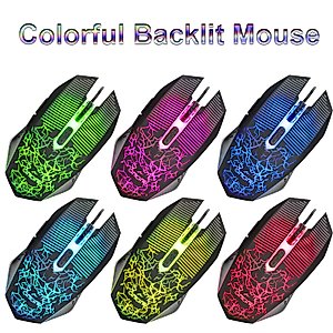 Gaming LED Backlit Keyboard and Mouse Combo CHONCHOW USB Wired Rainbow Key Board Mice Set Mechanical Feeling Compatible with PS4 PC Windows Mac Black