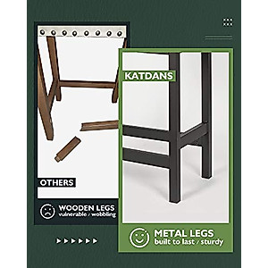 KATDANS Bar Stools Set of 2-Counter Height Stools - 24 Inch Saddle Stool - PU Leather Kitchen Stools - Brown/Black - Metal Base, KS861P-B