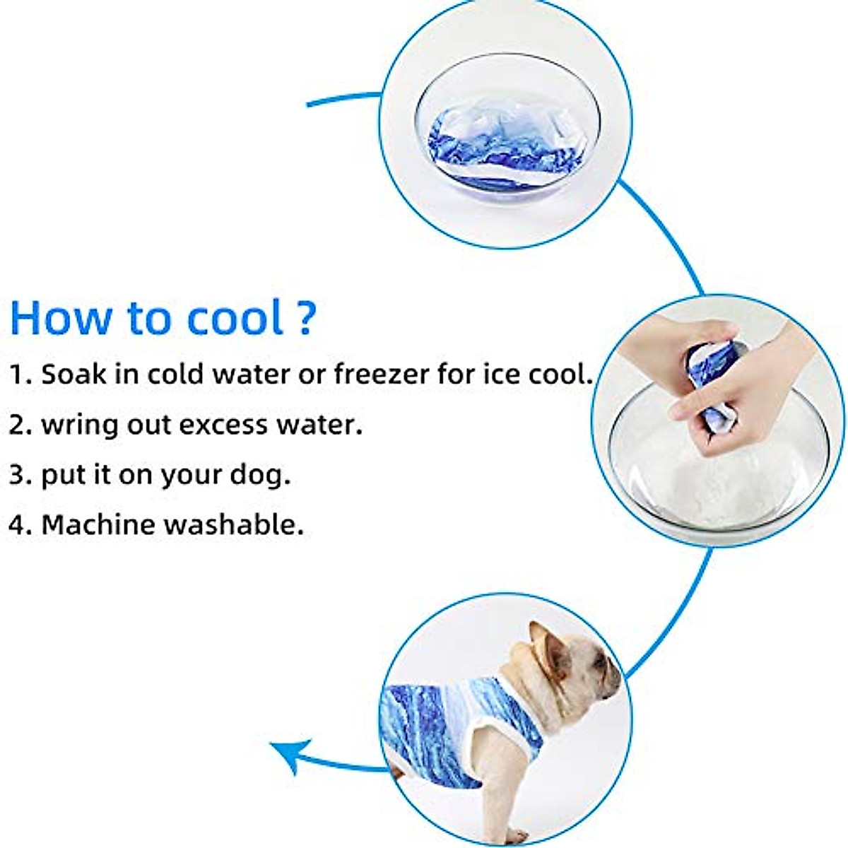 DORA BRIDAL Dog Cooling Vest Instant Pets Cooling Collar Cat Chill Out Ice Shirt for Dogs Puppy Cats in Summer S (Blue)
