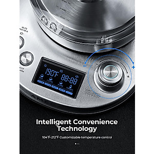 Tea Kettle Electric, AMEGAT Tea Pot with Removable Infuser, 9 Preset Brewing Programs Tea Maker with Temperature Control, 2 Hours Keep Warm, 1.7L Electric Kettles, 1200W, Glass and Stainless Steel