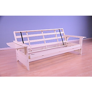 Cordova Futons Ocean Side Futon Antique White Finish Wood Frame - Arm Tray - Choice to add Drawers Underbed Storage (Frame Only)