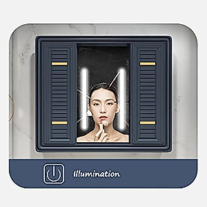 ZAYEN Bathroom Mirror Cabinet, Wall-Mounted Bathroom Mirror Cabinet with Multifunctional Smart Touch LED Makeup Mirror Bathroom Invisible Sliding Mirror Door Metal Storage Cabinet