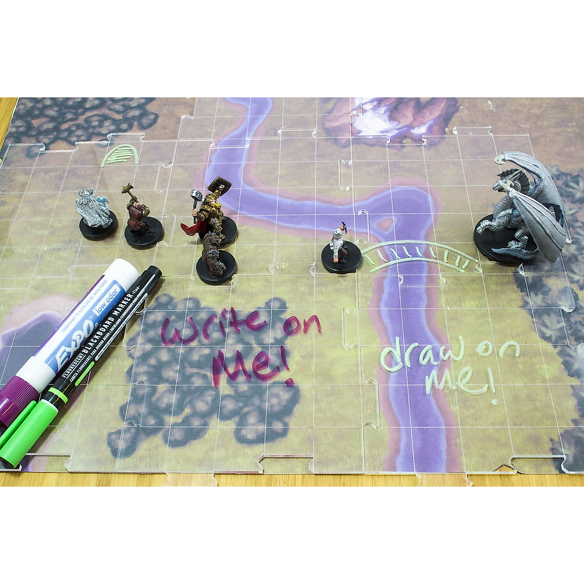 Interchangeable Clear Battle Tiles Great for D&D and RPG Games Combo Pack ~ 4-Small, 4-Big