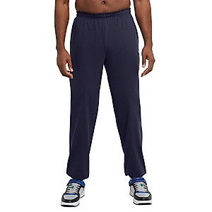Champion Men's Everyday Fitted Ankle Cotton Pants, 31.5" Inseam, Cotton Knit Pants Left Hip "C" Logo, Cotton Warm-Up Pants