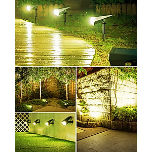 Biling Solar Spot Lights Outdoor, Bright 700 Lumen Solar Outdoor Lights IP67 Waterproof Adjustable Solar House Lights for Patio Pathway Yard Garden Driveway Tree - Warm White(6 Pack)