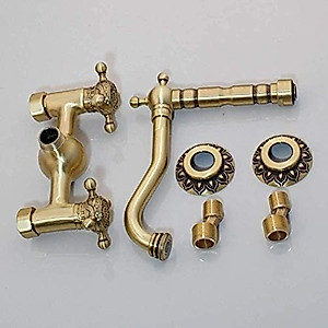 TECKI Kitchen Taps Faucet Bathtub Shower Faucet W/Brass Spray Wall Mount Hot and Cold Water Mixer Tap Bathroom Faucets Dual Handle 360 ​​Swivel