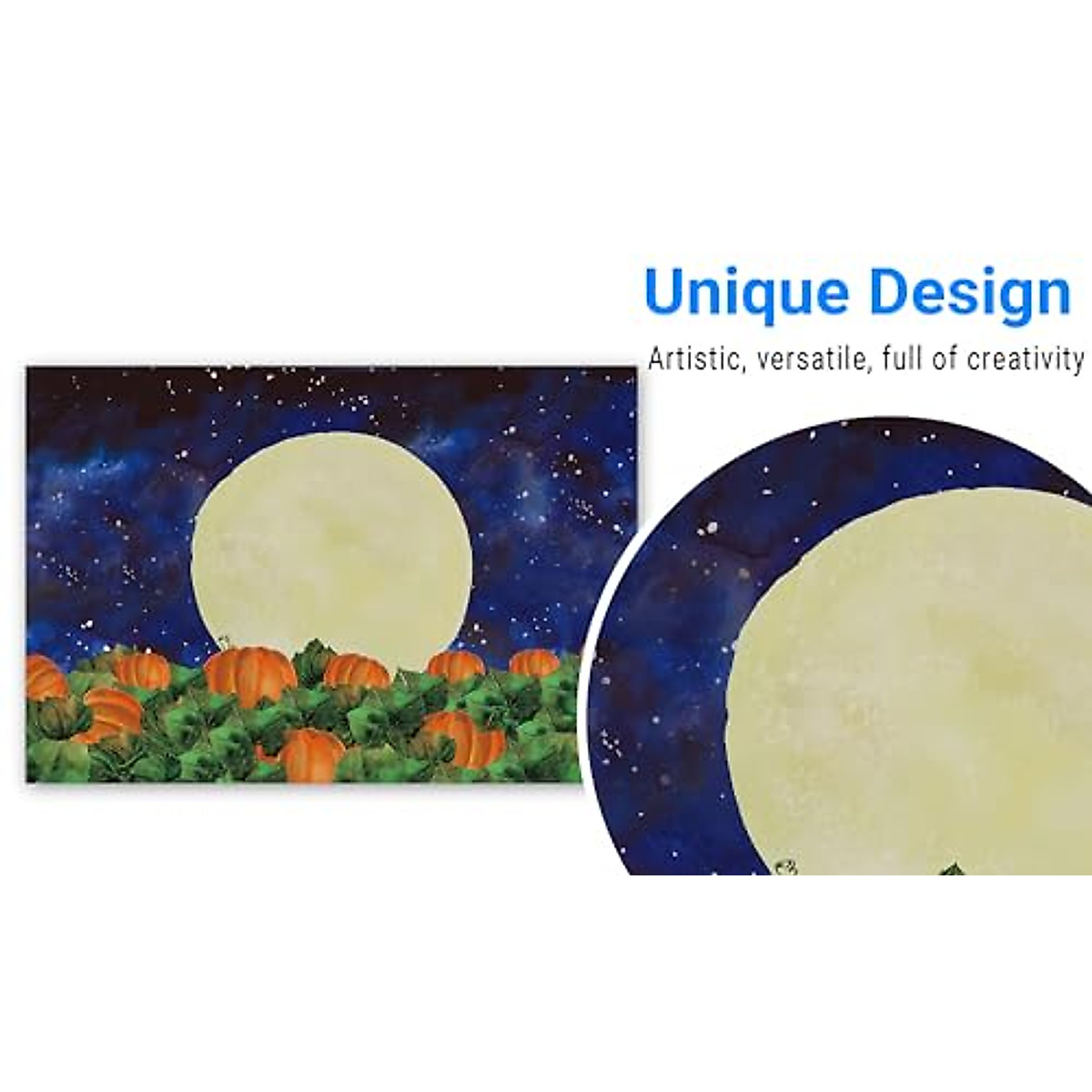 Funnytree 7x5FT Halloween Pumpkin Field Photography Backdrop for Kids Birthday Party Banner Starry Sky Night Moon Background Photo Booth