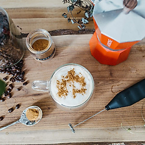 GROSCHE Milano Stove top espresso maker (3 espresso cup size 5 oz) Red, and battery operated milk frother bundle for lattes