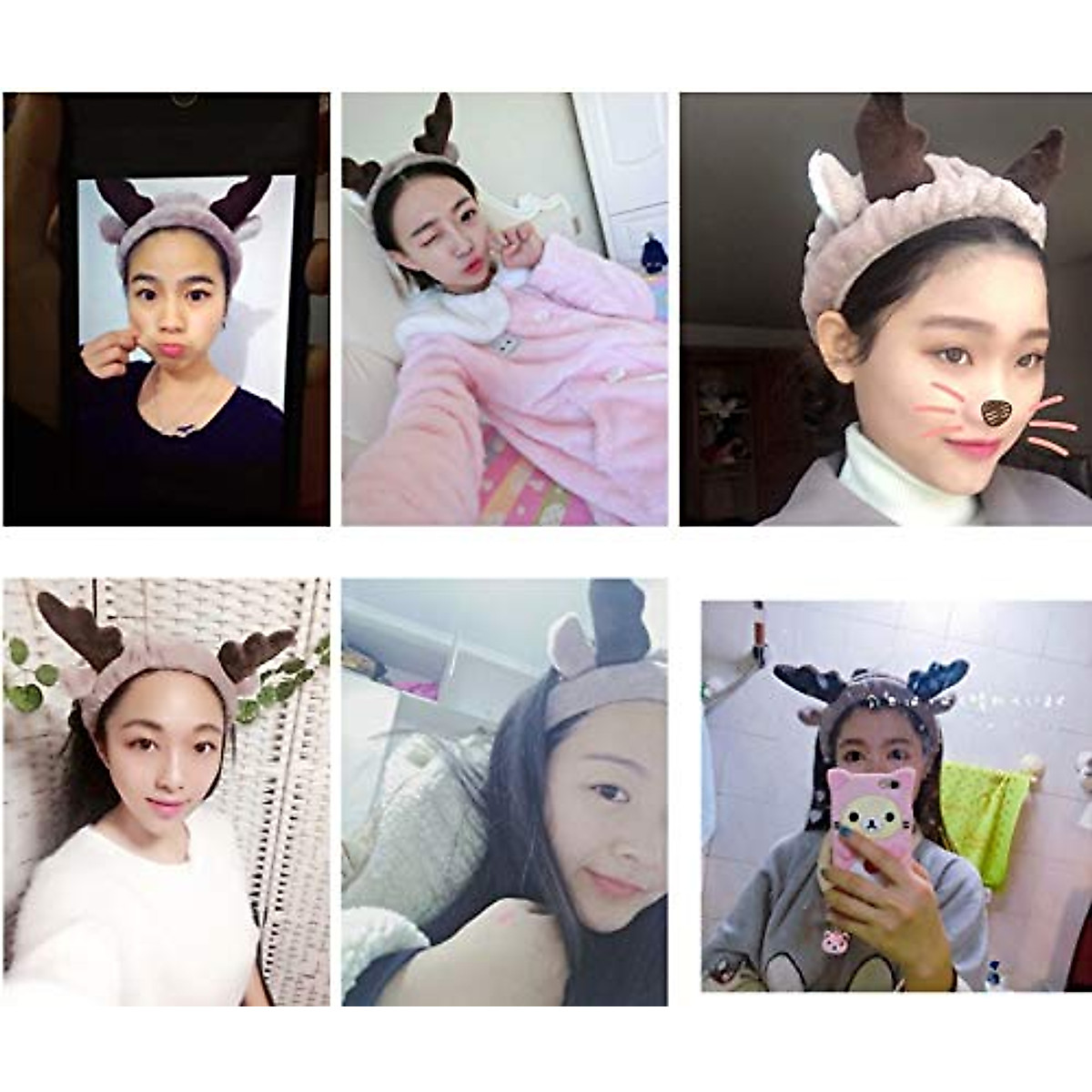 Elk Women's Spa Facial Makeup Headband - Bear Face Mask for Birthdays, Valentines, Christmas - Fleece Headwear for Women & Girls - Coffee