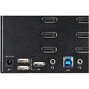 StarTech.com 2 Port Quad Monitor DisplayPort KVM Switch - 4K 60Hz UHD HDR - Desktop 4K DP 1.2 KVM with 2 Port USB 3.0 Hub (5Gbps) & 4X USB 2.0 HID Ports, Audio - Hotkey Switching - TAA (SV231QDPU34K)