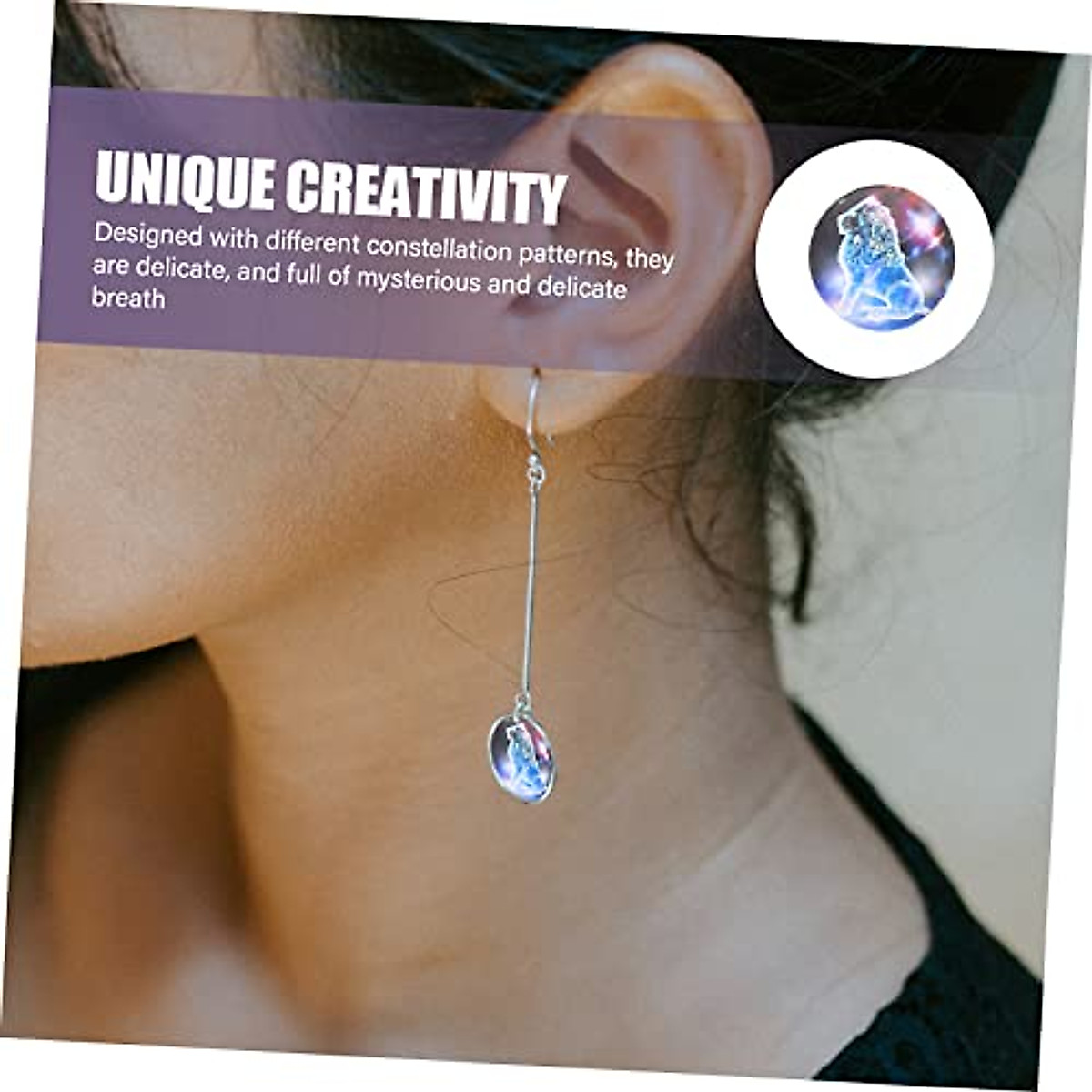 EXCEART Glass Ornaments 360 Pcs Constellation Gem Patch Ear Peircing Kit Necklace Set Round Beads DIY Gemstone Patches Bisuteria Materiales Glass Glass Round Constellation 3D Earrings