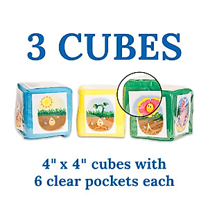 Carson Dellosa Differentiated Instruction Cubes—Blue, Yellow, Green Foam Learning Cubes with Clear Pockets, Customizable Learning Activities and Cards for All Subjects (3 pc)
