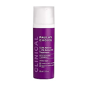 Paula's Choice CLINICAL 0.3% Retinol + 2% Bakuchiol Treatment, Anti-Aging Serum for Deep Wrinkles & Fine Lines, Fragrance-Free & Paraben-Free, 1 Ounce