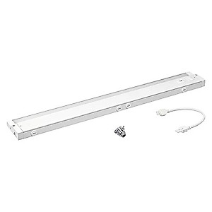 Amazon Basics 3-Color Temperature Level and 3-Section Dimming LED Cabinet Light, Linkable, Direct Wire, White Finish, 24-Inch