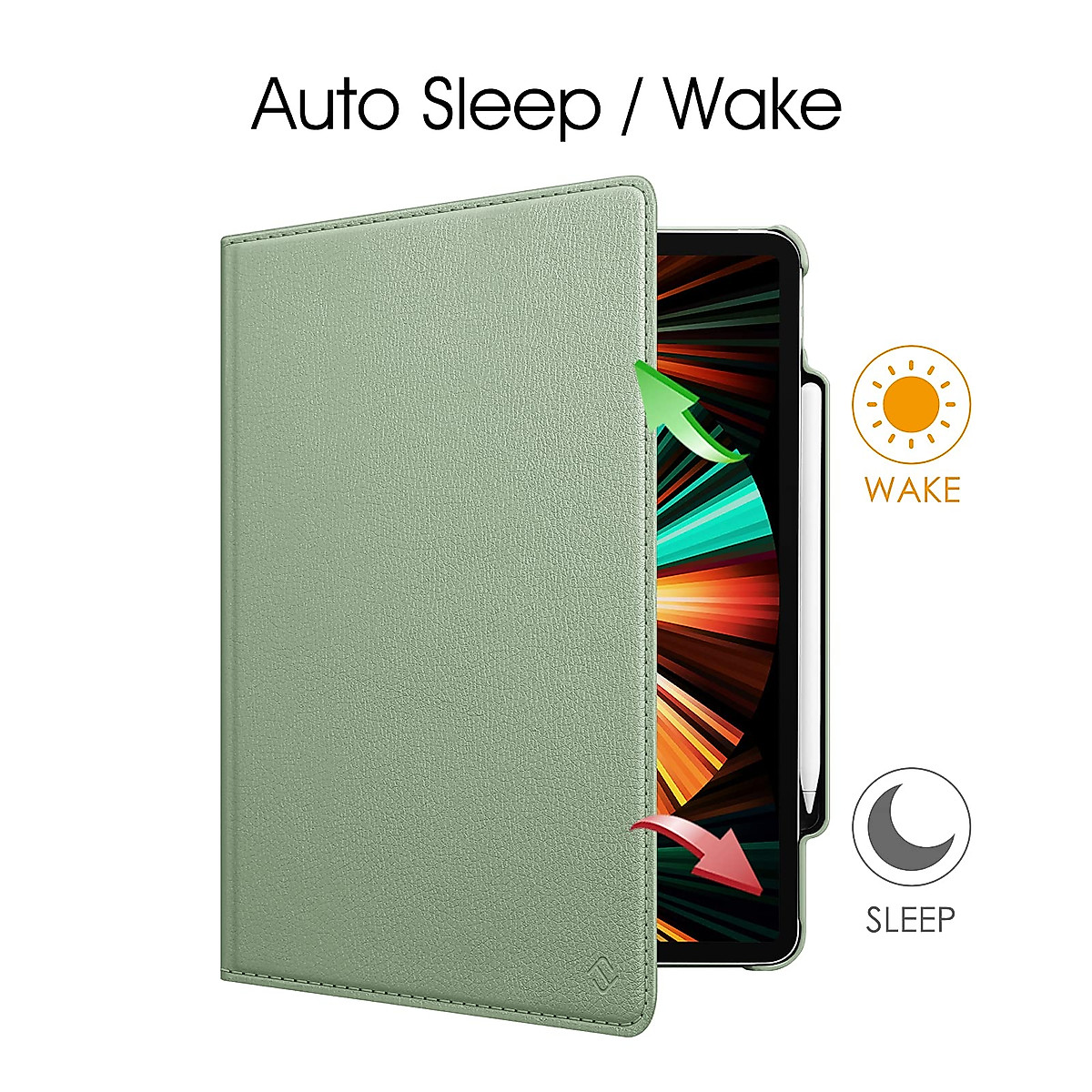 Fintie Rotating Case for iPad Pro 12.9-inch 6th Generation 2022-360 Degree Swiveling Protective Cover with Pencil Holder, Auto Sleep/Wake, Also Fit iPad Pro 12.9" 5th/4th/3rd Gen, Sage Green