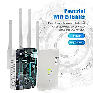 WiFi Extender, 1200Mbps WiFi Extenders Signal Booster for Home, WiFi Repeater Dual Band 2.4&5GHz, WiFi Booster and Signal Amplifier, with 4 * 3dBi Antennas/WAN/LAN Ethernet Port, Internet Booster