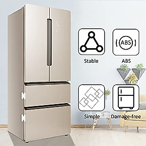 JULBEAR 2Pcs Refrigerator Lock for Kids,Fridge Door Locks Child Lock Safety for Freezer Door Adhesive No Keys Needed Used in Fridge Door or Cabinets, White