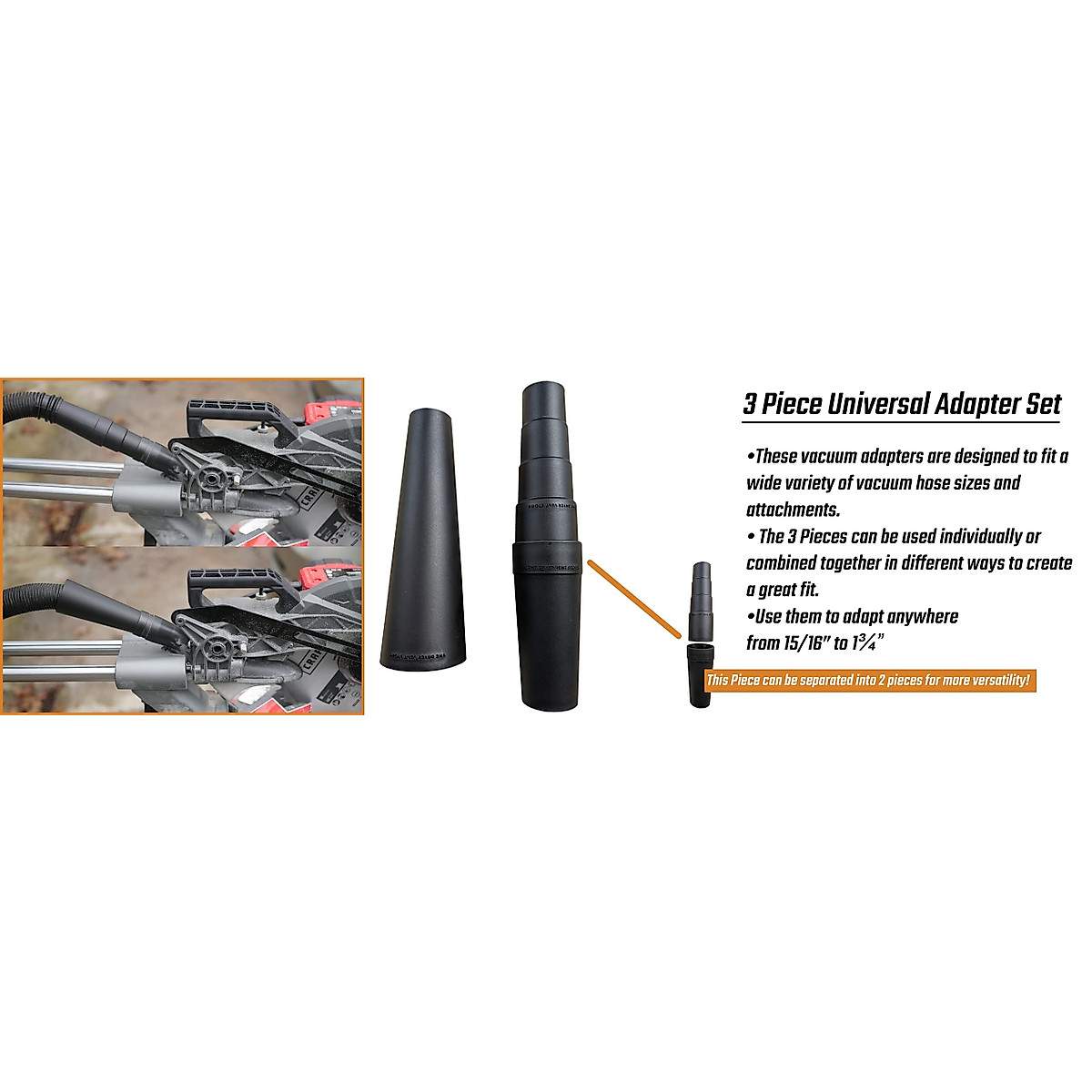 Dust Collection Fittings Shop Vac Hose Adapter Compatible With Dewalt, Ryobi, Craftsman, Rigid, Metabo Power Tools Dust Ports For Connecting To 2 1/2 Inch Dust Collector Hose / 2.5in wet dry vac hose