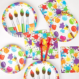 DECORLIFE Paint Party Supplies Serve 24, Paint Party Decorations Plates and Napkins Sets, Art Birthday Party Decorations for Kids Adults, 96 PCS