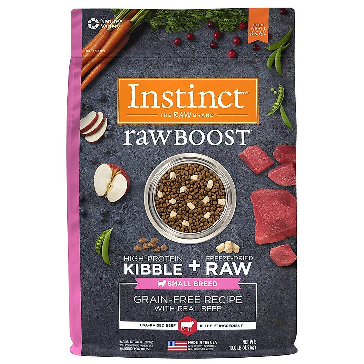 Instinct Raw Boost Small Breed Grain Free Recipe with Real Beef Natural Dry Dog Food, 10 lb. Bag