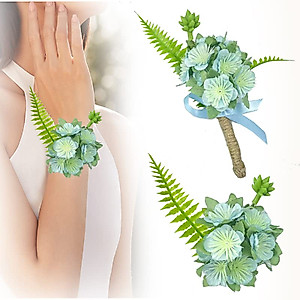 2Pcs Wrist Corsage Wristlet Band lace and Men Boutonniere Set, Corsages for Wedding Mother of Bride and Groom, Prom Party Wedding Homecoming, Corsage