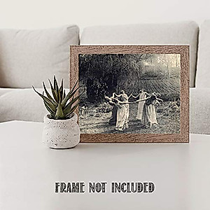 Gothic Home Decor Circle of Witches Dancing- Wiccan Decor 11x14 Unframed Oddities and Curiosities Spooky Home Decor - Witchy Decor Aesthetic for Your Home - Makes a Great Pagan Decor Gift - Gothic Art