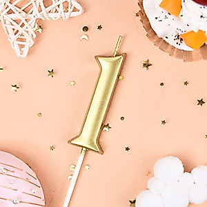 PHD CAKE 2.76 Inch Elegant Gold 1 Number Birthday Candles, Gold Number Candles, Cake Number Candles, Party Celebration