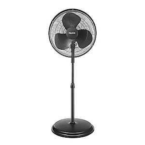 PELONIS PFS40A2ABB 16'' 3-Speed Pedestal, Standing Fan for Home and Office, 85° Oscillation and Adjustable in Height, Black, 16 Inch