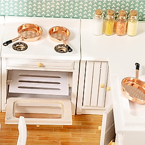 SAMCAMI Wooden Dollhouse Furniture Set - Miniature Dollhouse Furniture 1 12 Scale for Dollhouse Kitchen - Doll House Furniture Toys Incl Kitchen Cabinets, Dining Table, Refrigerator and Others (White)