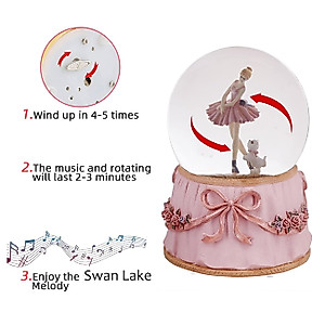 Singeek Ballerina Snow Globe Plays Swan Lake Ballet Tune,Christmas Music Snowglobes Ballet Recital Gifts (Dance with Swan)