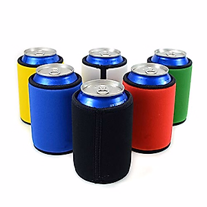 Insulated Beer Can Cover Sleeve Cooler,Neoprene with Stitched Fabric Edges (All Color 6-Pack)